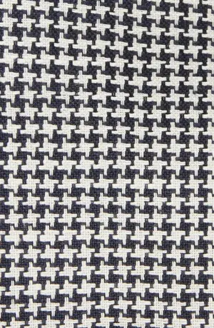CLIFTON WILSON Houndstooth Cotton Pocket Square - Navy