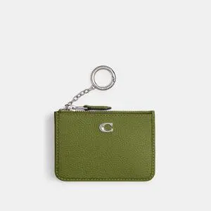 COACH Essential Mini Id Card Case Silver/dark Lime