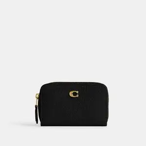 COACH Essential Small Zip Around Card Case Brass/black