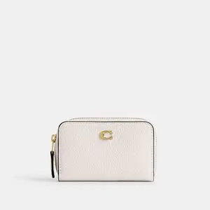 COACH Essential Small Zip Around Card Case Brass/chalk
