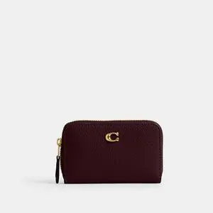 COACH Essential Small Zip Around Card Case Brass/merlot