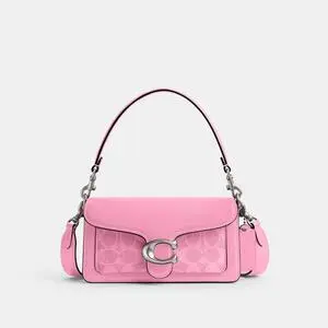 COACH Tabby Shoulder Bag 20 In Signature Canvas Silver/vivid Pink