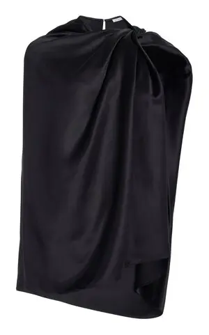 Marina Moscone Twisted Satin Capelet - Black