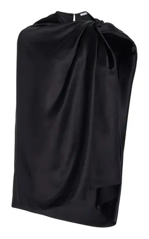 Marina Moscone Twisted Satin Capelet - Black
