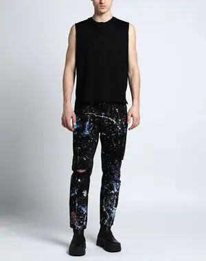 Dolce & Gabbana Skinny Jeans With Multicolor Paint Splatter And Leather Trims