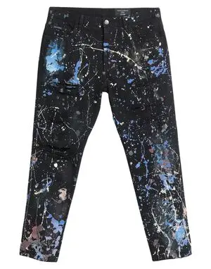Dolce & Gabbana Skinny Jeans With Multicolor Paint Splatter And Leather Trims