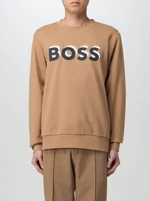 BOSS Crewneck Sweatshirt With Logo Detail - Beige