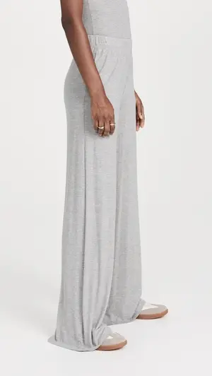 Sprwmn Ribbed Wide Leg Pants - Heather Grey