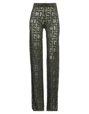 Gcds Crochet Knit Logo Print Metallic Pants - Green