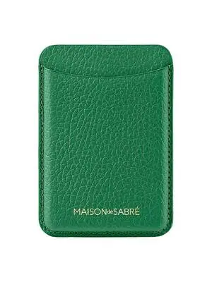 MAISON DE SABRE Leather MagSafe Wallet - Black Caviar - Emerald Green