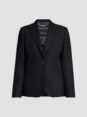 Kiton Wool Single-breasted Blazer - Navy