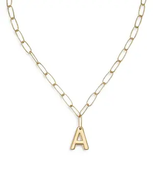 Ettika Paperclip Link Chain Initial Pendant Necklace - A
