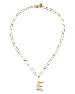 Ettika Paperclip Link Chain Initial Pendant Necklace - E