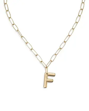 Ettika Paperclip Link Chain Initial Pendant Necklace F