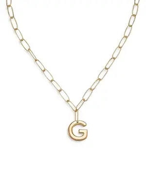 Ettika Paperclip Link Chain Initial Pendant Necklace - G
