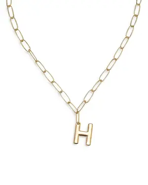 Ettika Paperclip Link Chain Initial Pendant Necklace - H