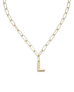 Ettika Paperclip Link Chain Initial Pendant Necklace - L