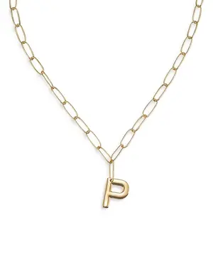 Ettika Paperclip Link Chain Initial Pendant Necklace - P