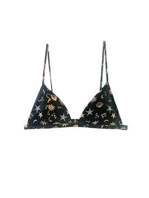 Fleur Du Mal Luxe Triangle Bra - Charm Print