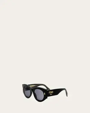Fendi Roma Acetate Shield Sunglasses - Black