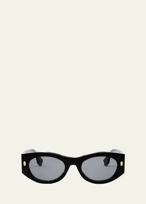 Fendi Roma Acetate Shield Sunglasses - Black