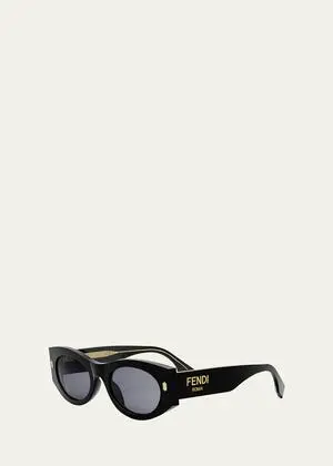 Fendi Roma Acetate Shield Sunglasses - Black