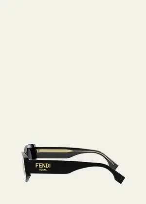 Fendi Roma Acetate Shield Sunglasses - Black