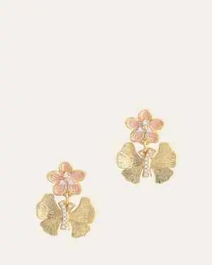 ANABEL ARAM JEWELRY Cubic Zirconia Butterfly And Flower Drop Earrings - Gold