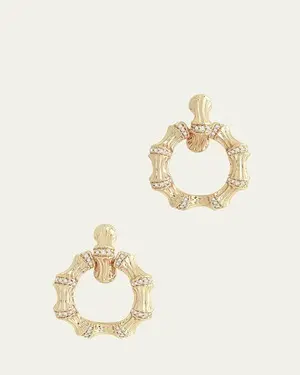 ANABEL ARAM JEWELRY Cubic Zirconia Bamboo Hoop Earrings - Gold