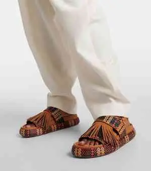 Ulla Johnson Fringed Woven Leather Sandals