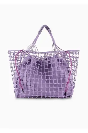 Emporio Armani Emporio Armani Woven Nappa Leather-Effect Shopper Bag - Natural