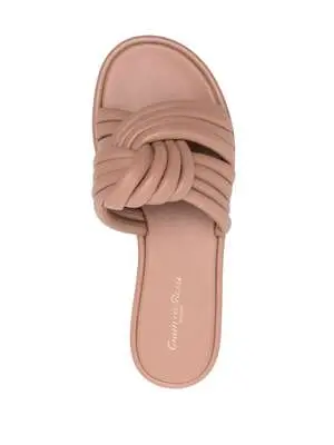 GIANVITO ROSSI Ottavia Leather Slides - Neutrals
