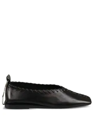 JIL SANDER Leather Ballerina Flats - Black
