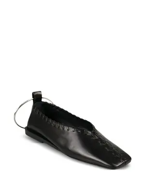 JIL SANDER Leather Ballerina Flats - Black