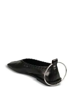 JIL SANDER Leather Ballerina Flats - Black