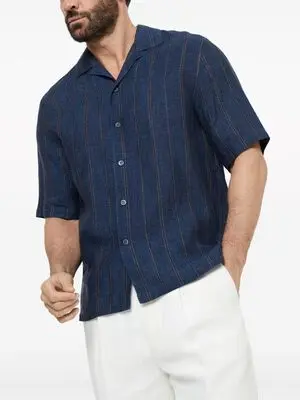 Brunello Cucinelli Short-sleeve Linen Shirt