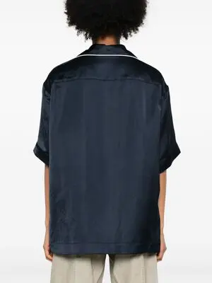 Palm Angels Piped-trim Satin Shirt - Blue