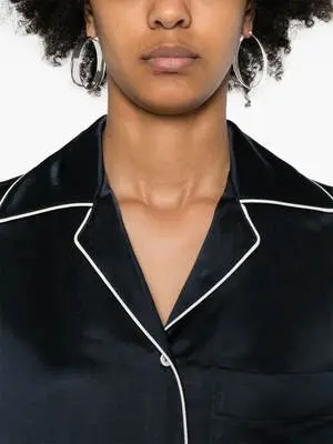 Palm Angels Piped-trim Satin Shirt - Blue
