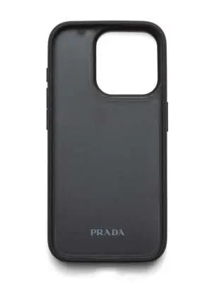 Prada Enamel-Logo Iphone 15 Pro Case - Black | Editorialist