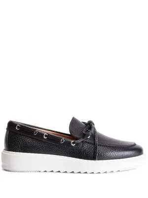 GIUSEPPE ZANOTTI Alfred Grained-leather Boat Shoes - Black