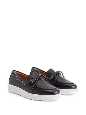 GIUSEPPE ZANOTTI Alfred Grained-leather Boat Shoes