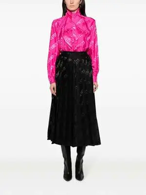 Vetements Logo-jacquard Tie-neck Shirt - Pink