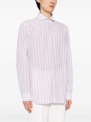 LARDINI Striped Button-up Shirt - Red