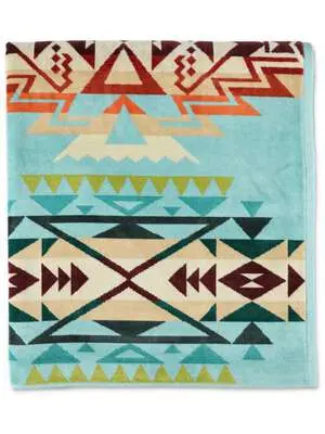 Pendleton Geometric Jacquard Cotton Towel - Blue