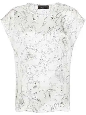 Fabiana Filippi Fabula-print Silk Satin Blouse - White