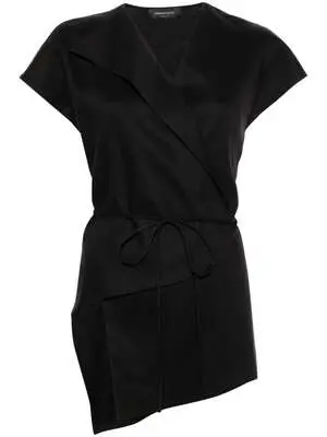 Fabiana Filippi Asymmetric Linen Wrap Top - Black