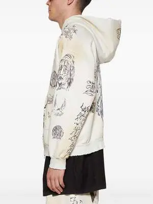 Balenciaga Tat Zip-up Cotton Hoodie