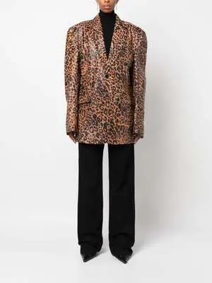 Vetements Leopard-print Leather Blazer