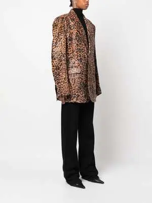 Vetements Leopard-print Leather Blazer