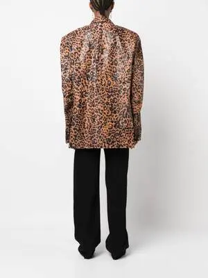 Vetements Leopard-print Leather Blazer